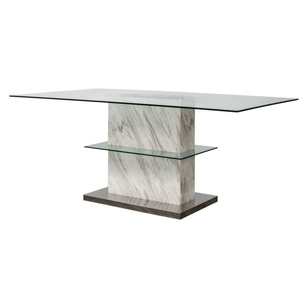 Mesa de Comedor Rectangular Wang |Vidrio Cromo-El Bosque - El Bosque
